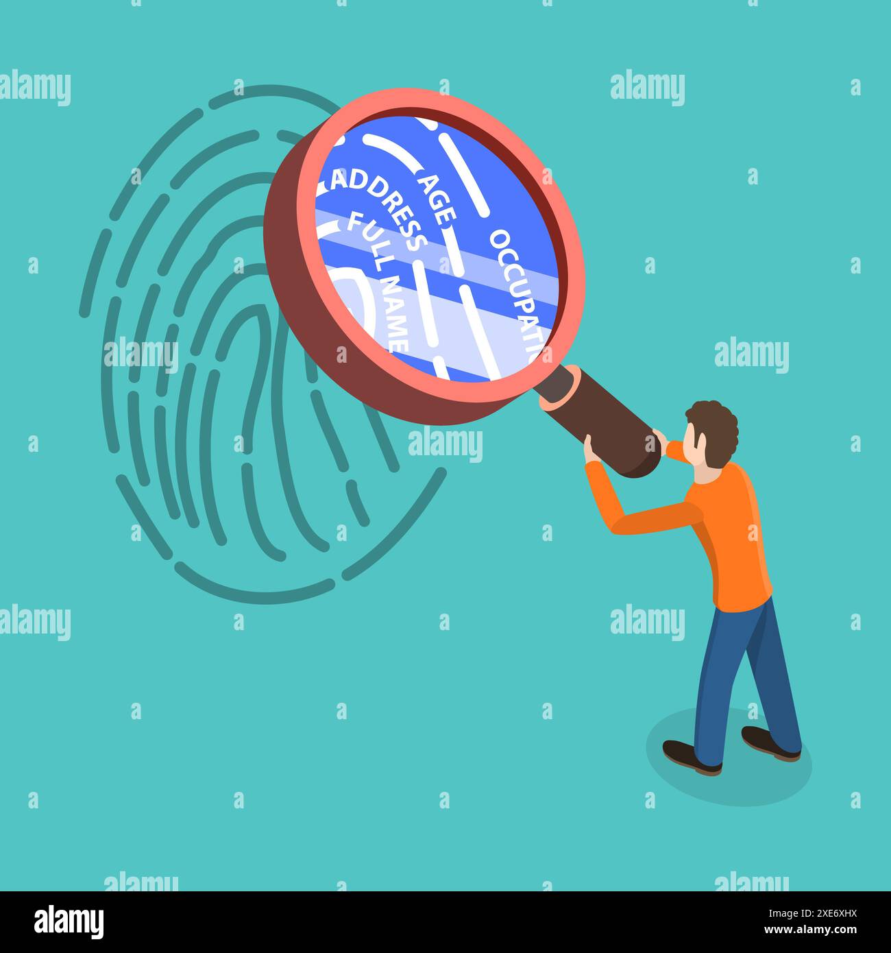 3D Isometric Flat Conceptual Illustration of Biometric Information, Personal Information ...