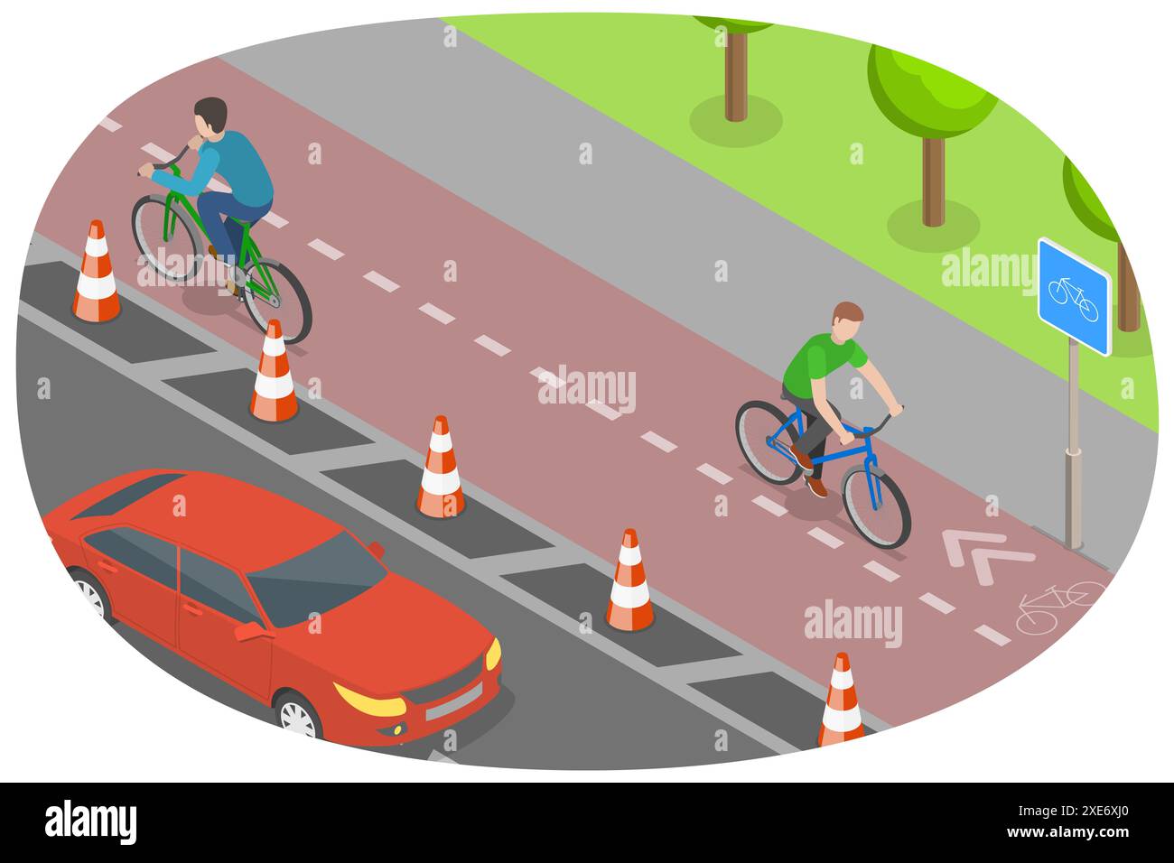 Cycle lane side view Cut Out Stock Images & Pictures - Alamy