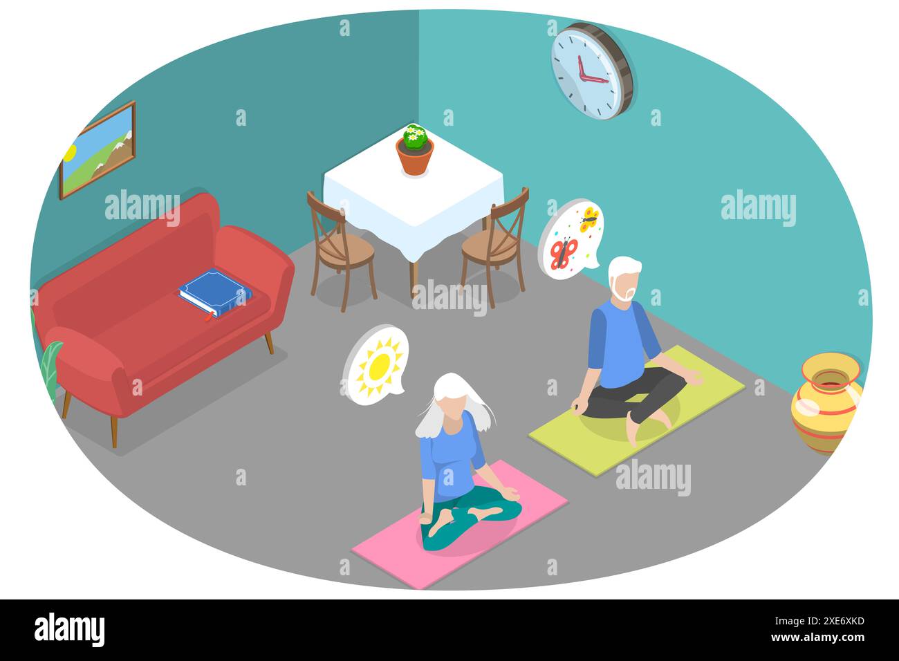 3D Isometric Flat Conceptual Illustration of Benefits Of Meditation For ...