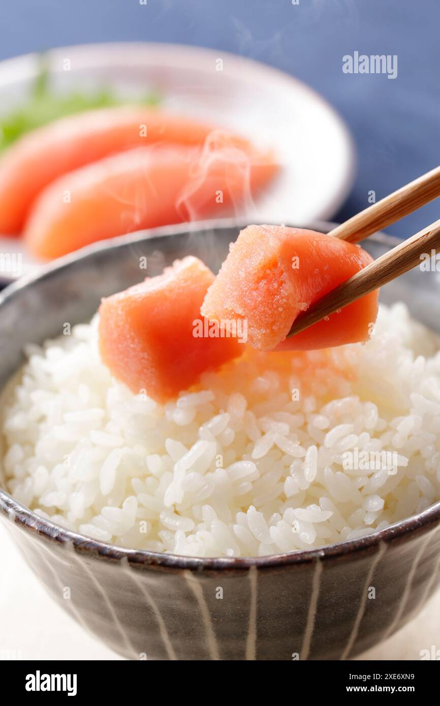 Rice with cod roe on top Stock Photo - Alamy