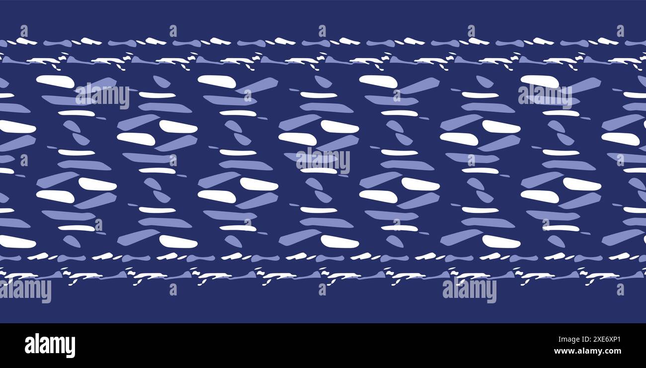 Indigo blue to dye effect abstract vector seamless border pattern ...