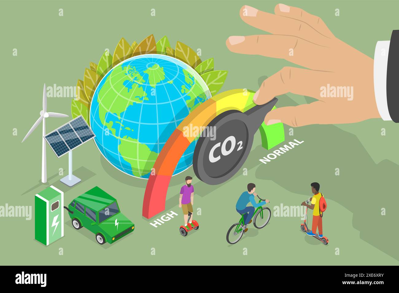 3D Isometric Flat Conceptual Illustration of Reducing Carbon Emissions ...