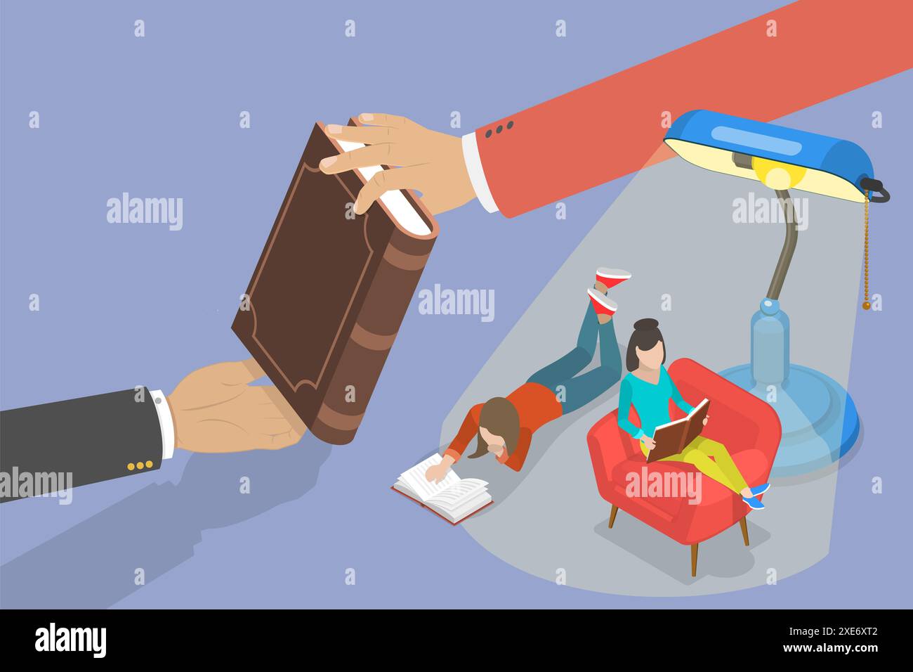 3D Isometric Flat Conceptual Illustration of Book Swaping, Literature ...