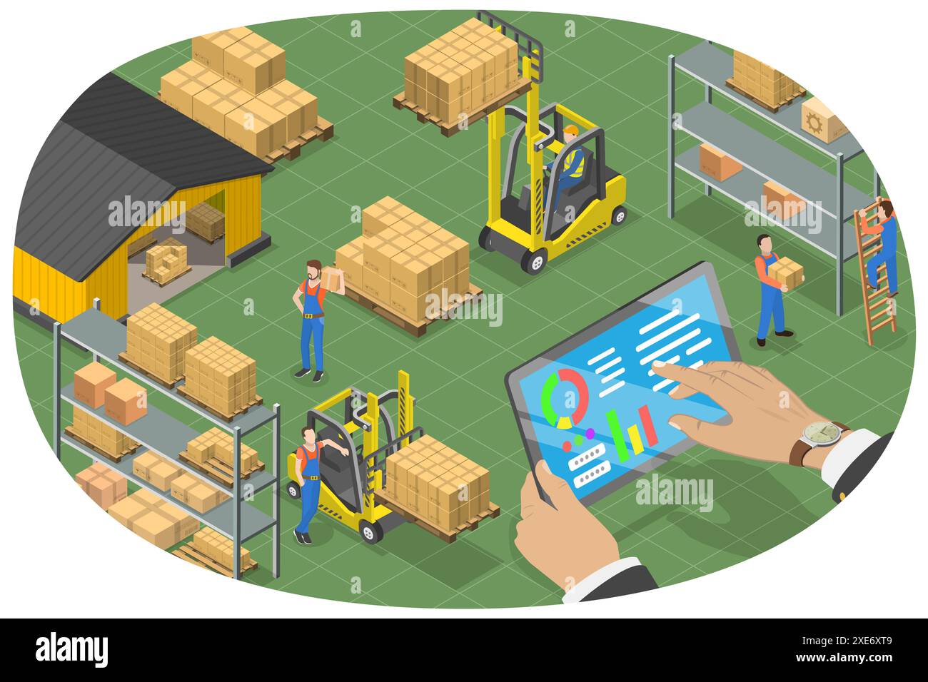 3D Isometric Flat Conceptual Illustration of Warehouse Management ...