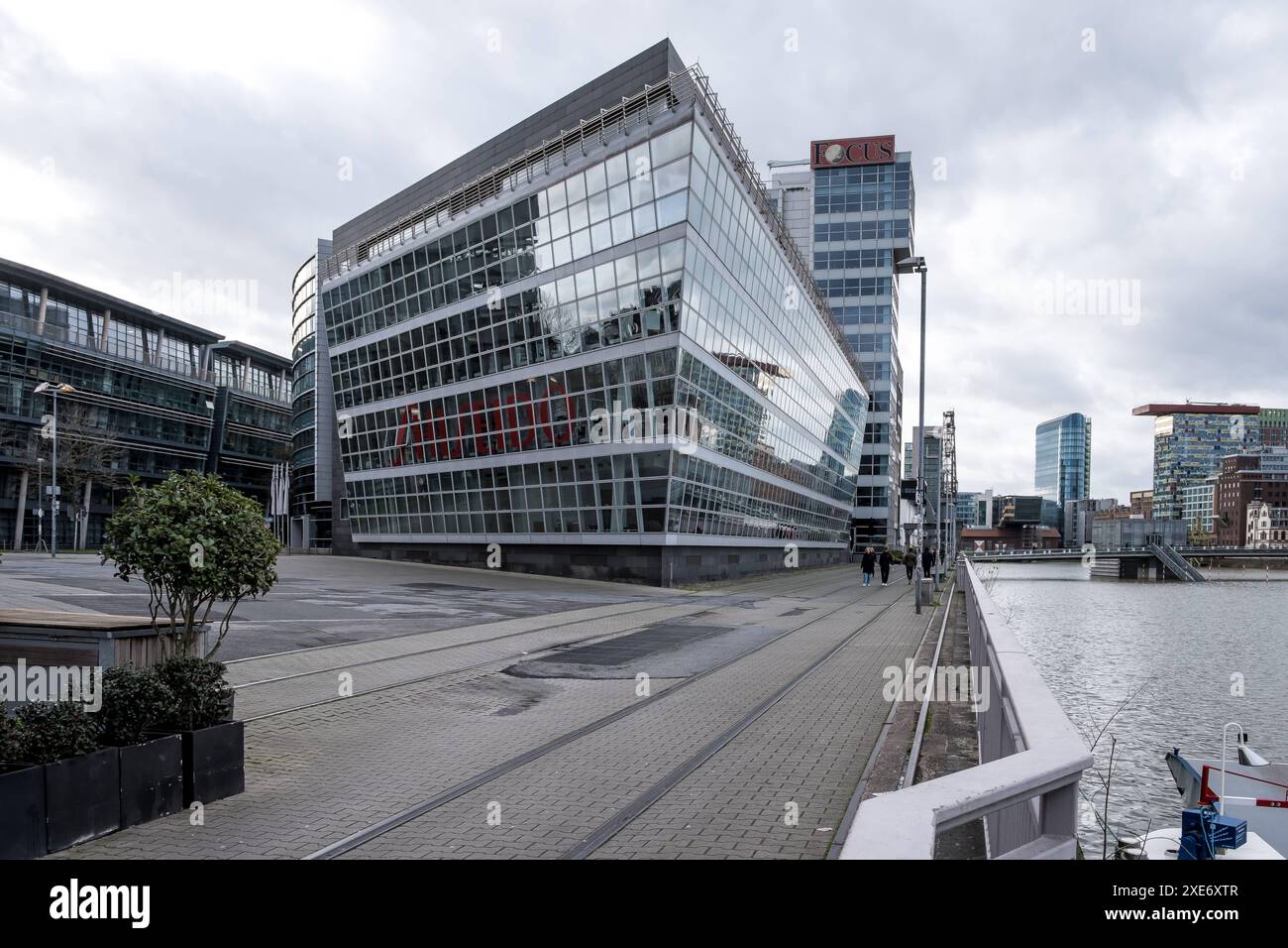 View of Dusseldorf-Hafen, an urban quarter located on the River Rhine ...