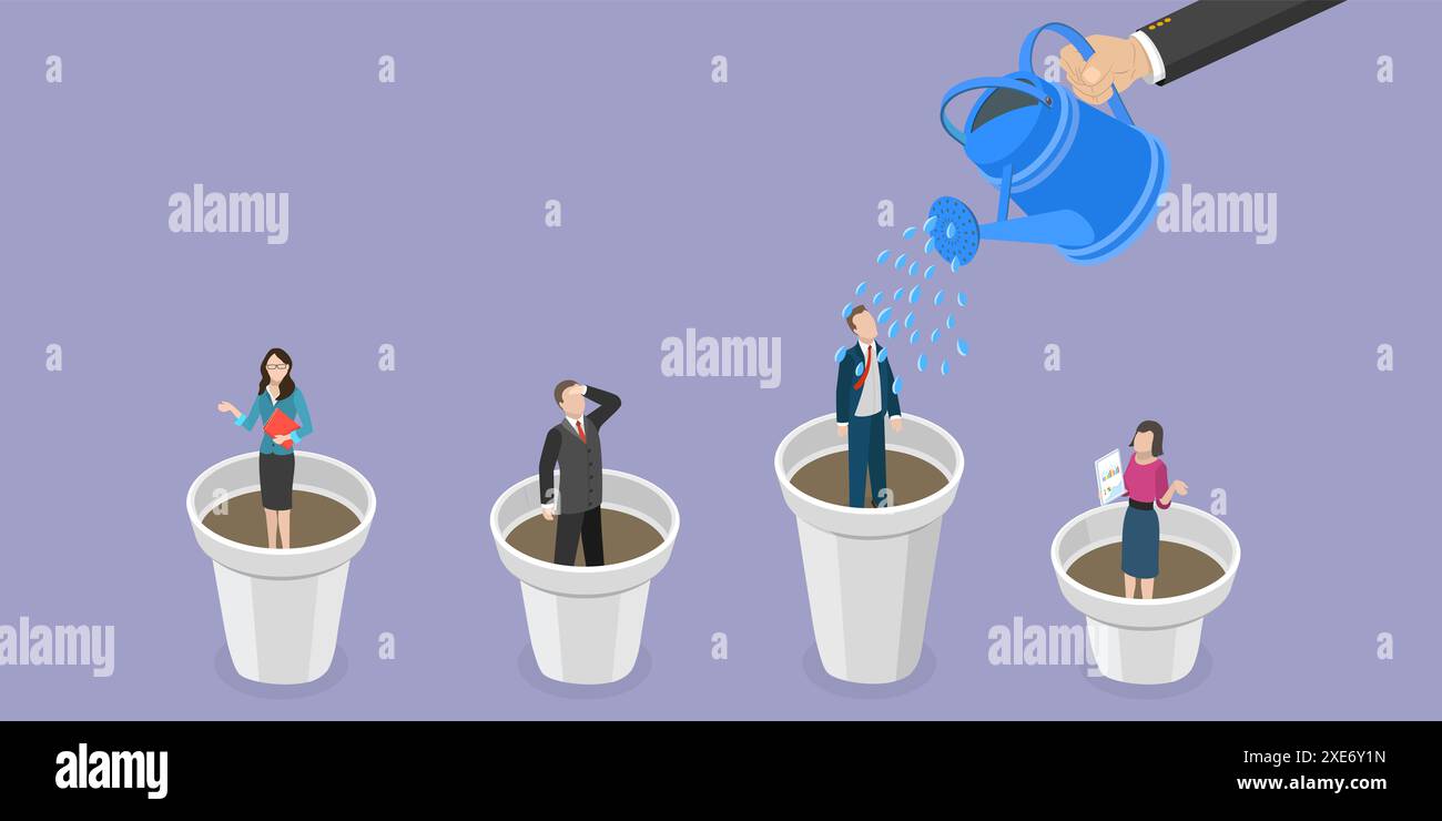 3D Isometric Flat Conceptual Illustration of Talent Growth, Helping ...