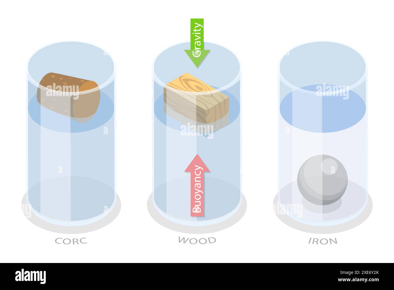 3D Isometric Flat Conceptual Illustration of Buoyancy Force, Physics ...