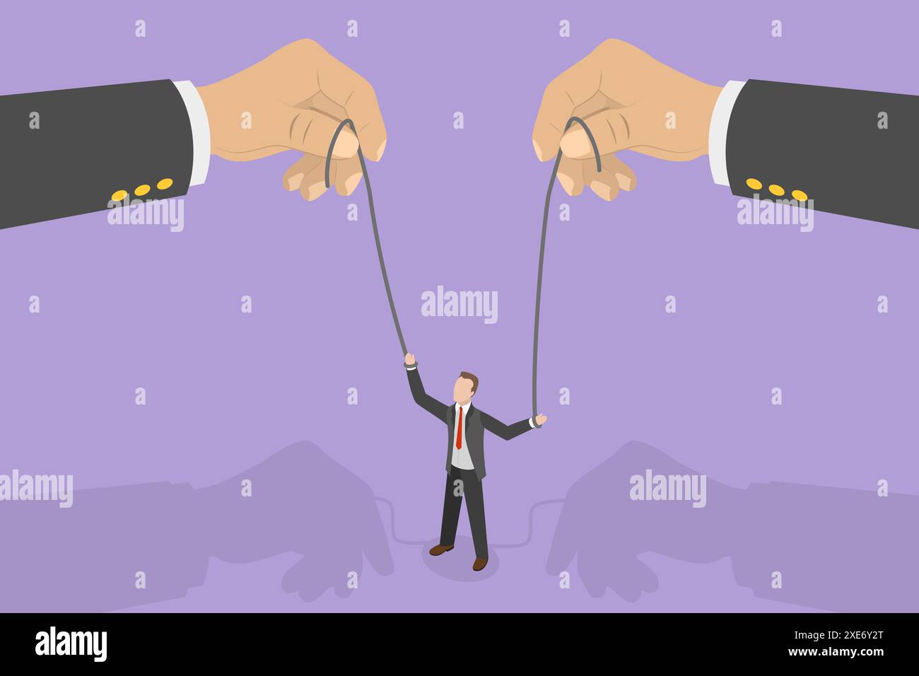 3D Isometric Flat Conceptual Illustration of Hand Controlling Puppet ...