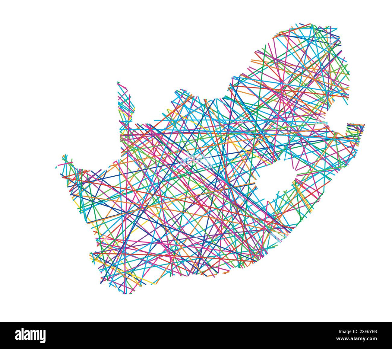Abstract map of South Africa showing the country with random crossing ...