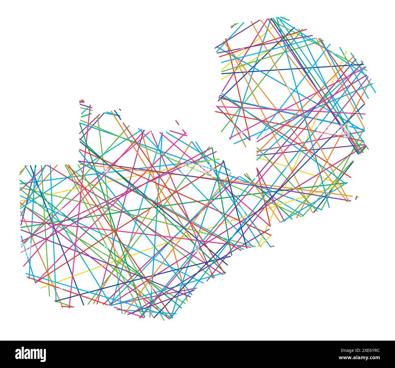 Abstract map of Zambia showing the country with random crossing colored ...