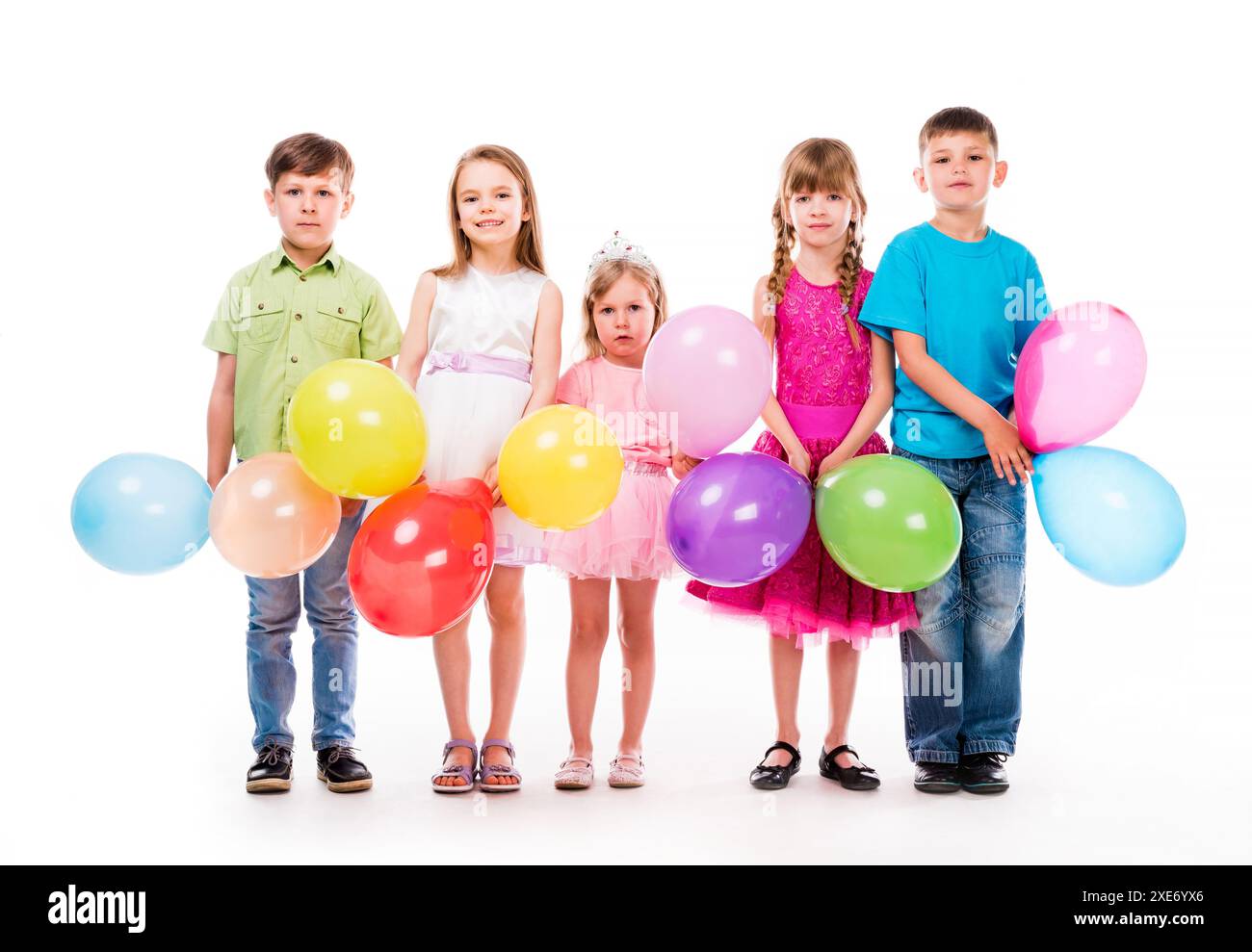 cute children celebrating birthday with decorations Stock Photo - Alamy