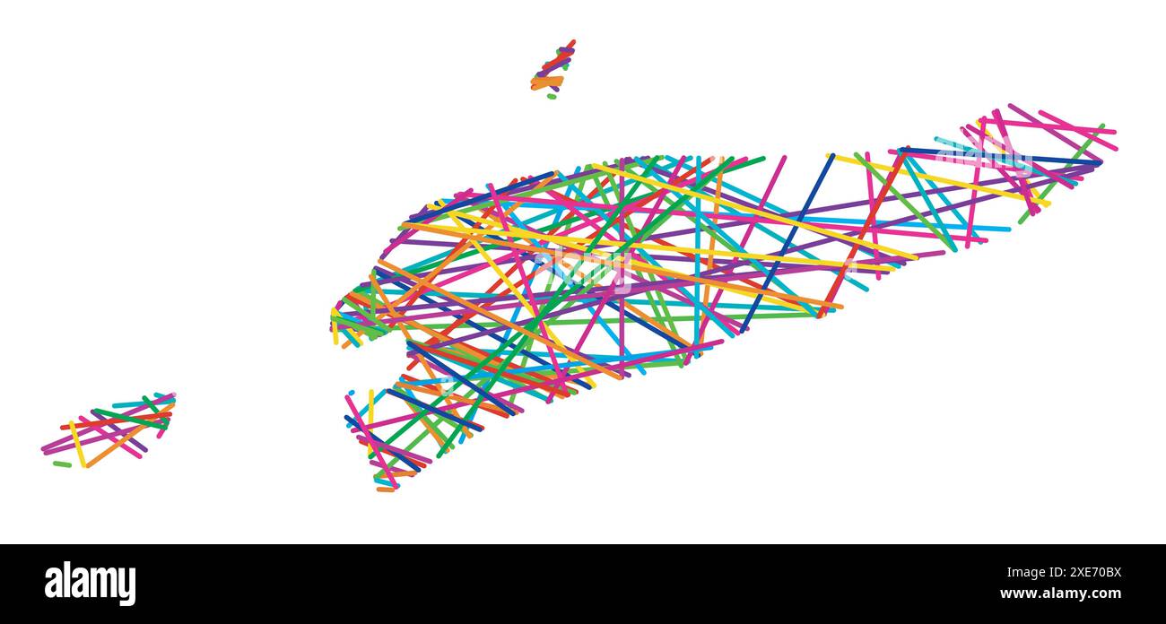 Abstract map of East Timor showing the country with random crossing ...