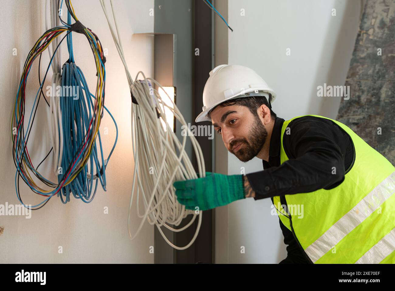 Engineers working on construction site, they are monitoring the ...