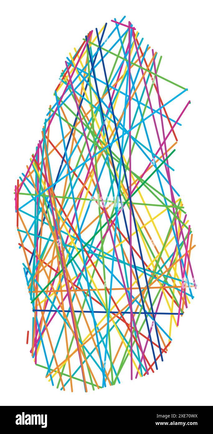 Abstract map of Qatar showing the country with random crossing colored ...