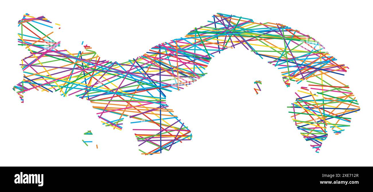 Abstract map of Panama showing the country with random crossing colored ...