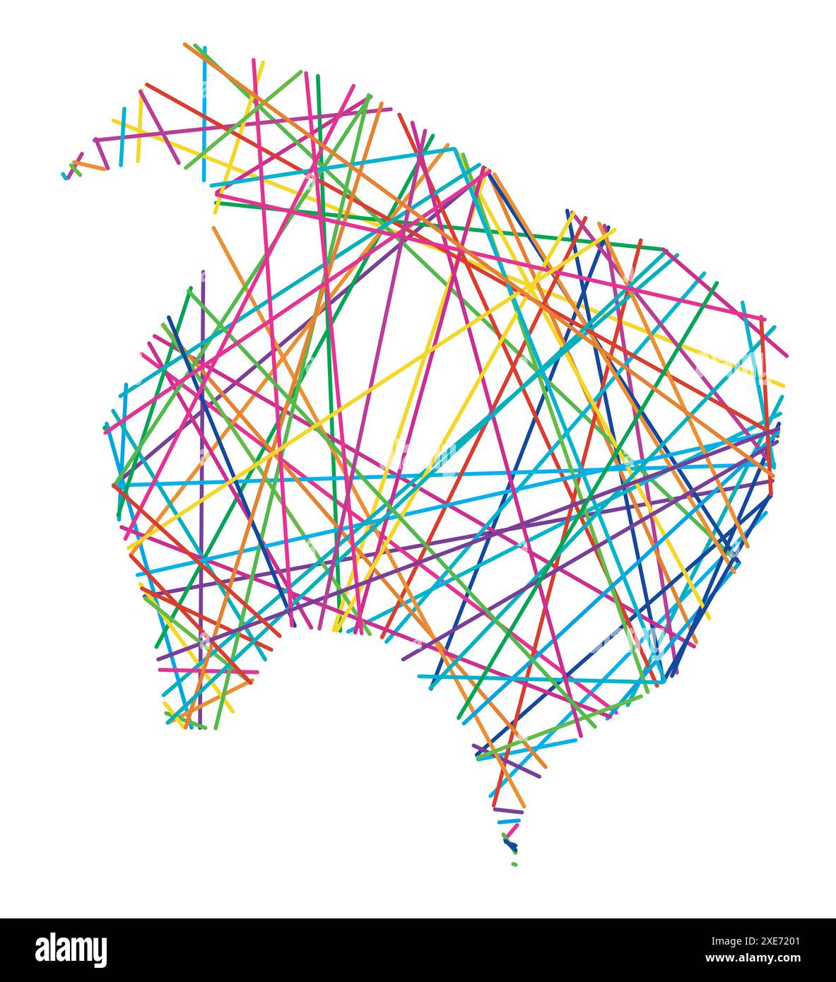 Abstract map of Norfolk Island showing the country with random crossing ...