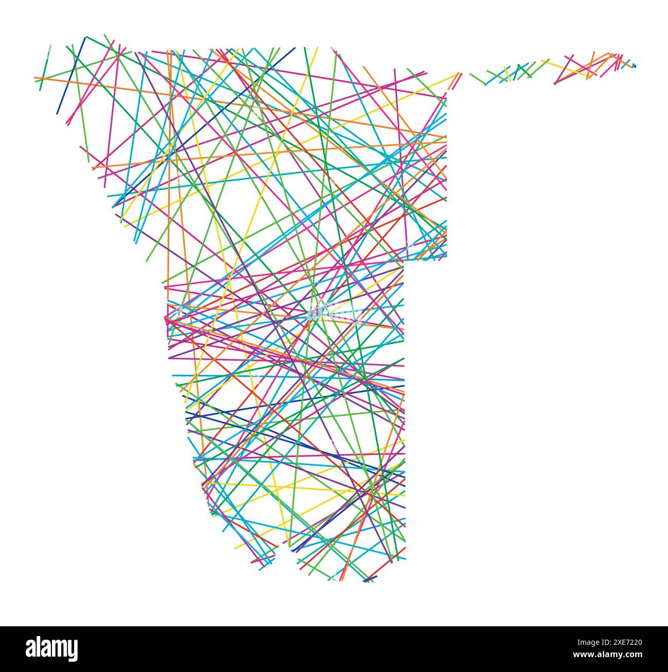 Abstract map of Namibia showing the country with random crossing ...