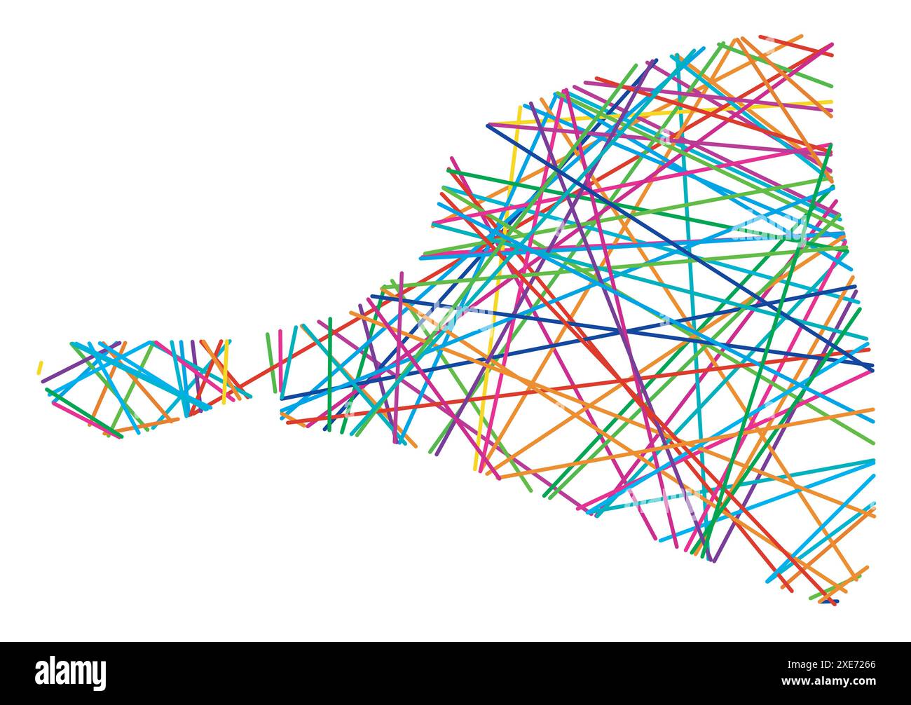 Abstract map of Saint Martin showing the country with random crossing ...