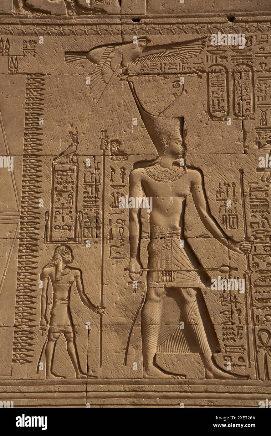 Pharaoh, Exterior Reliefs, Temple of Hathor, Dendera, Qena, Egypt ...