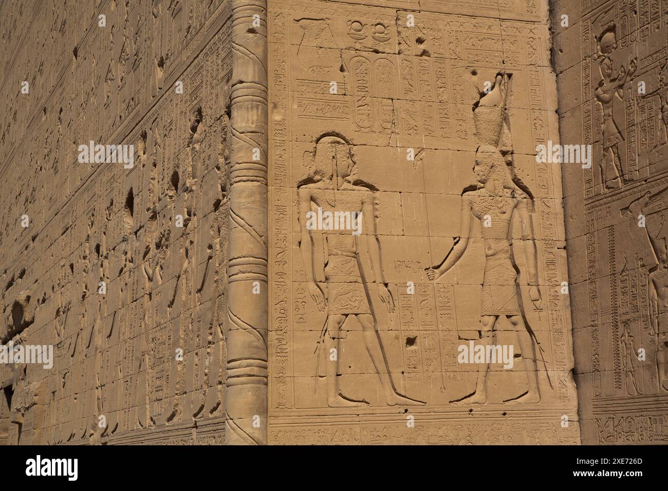 Exterior Reliefs, Temple of Hathor, Dendera, Qena, Egypt, North Africa ...