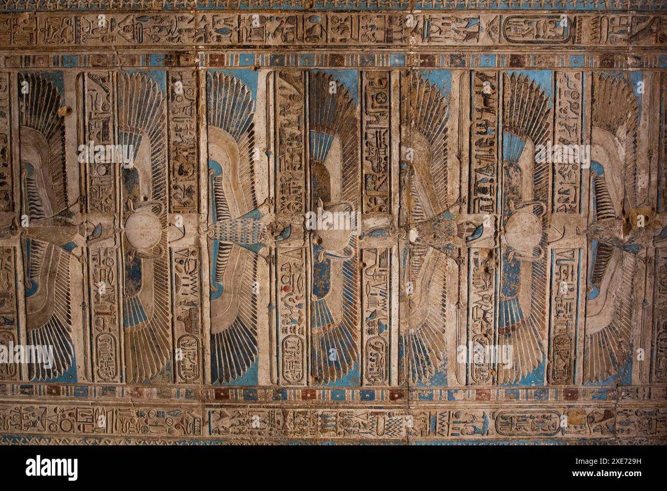 Ceiling Reliefs, Vestibule, Temple of Hathor, Dendera, Qena, Egypt ...