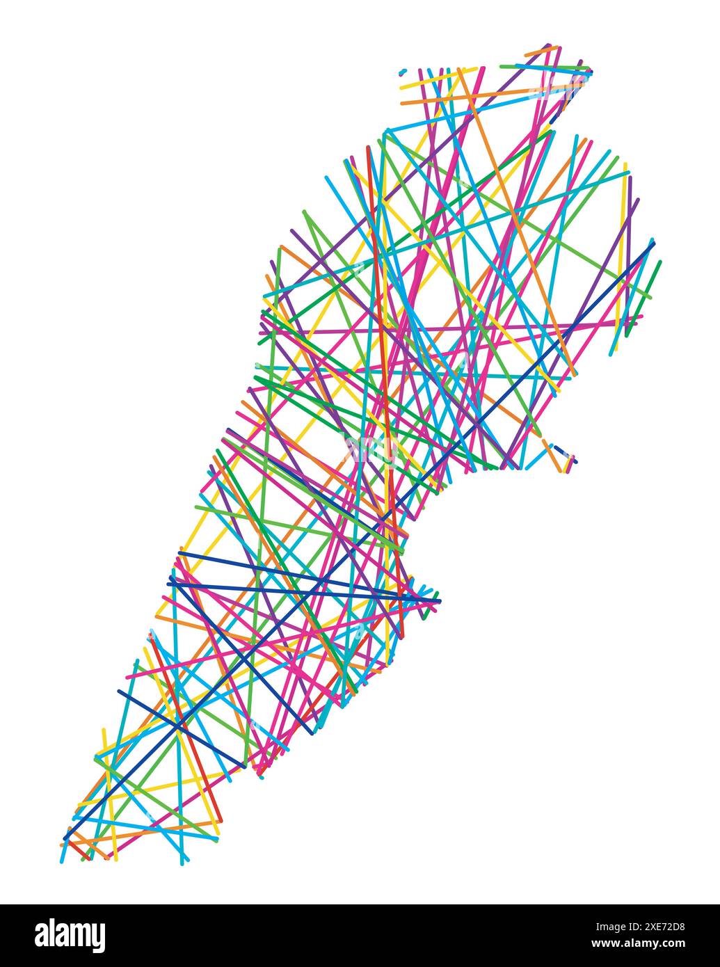 Abstract map of Lebanon showing the country with random crossing ...