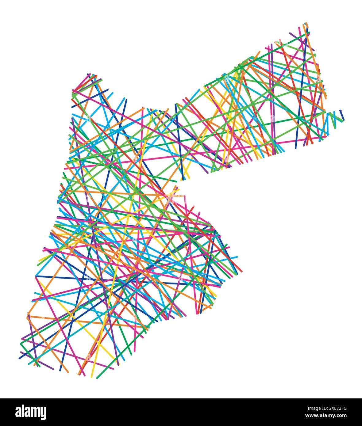 Abstract map of Jordan showing the country with random crossing colored ...