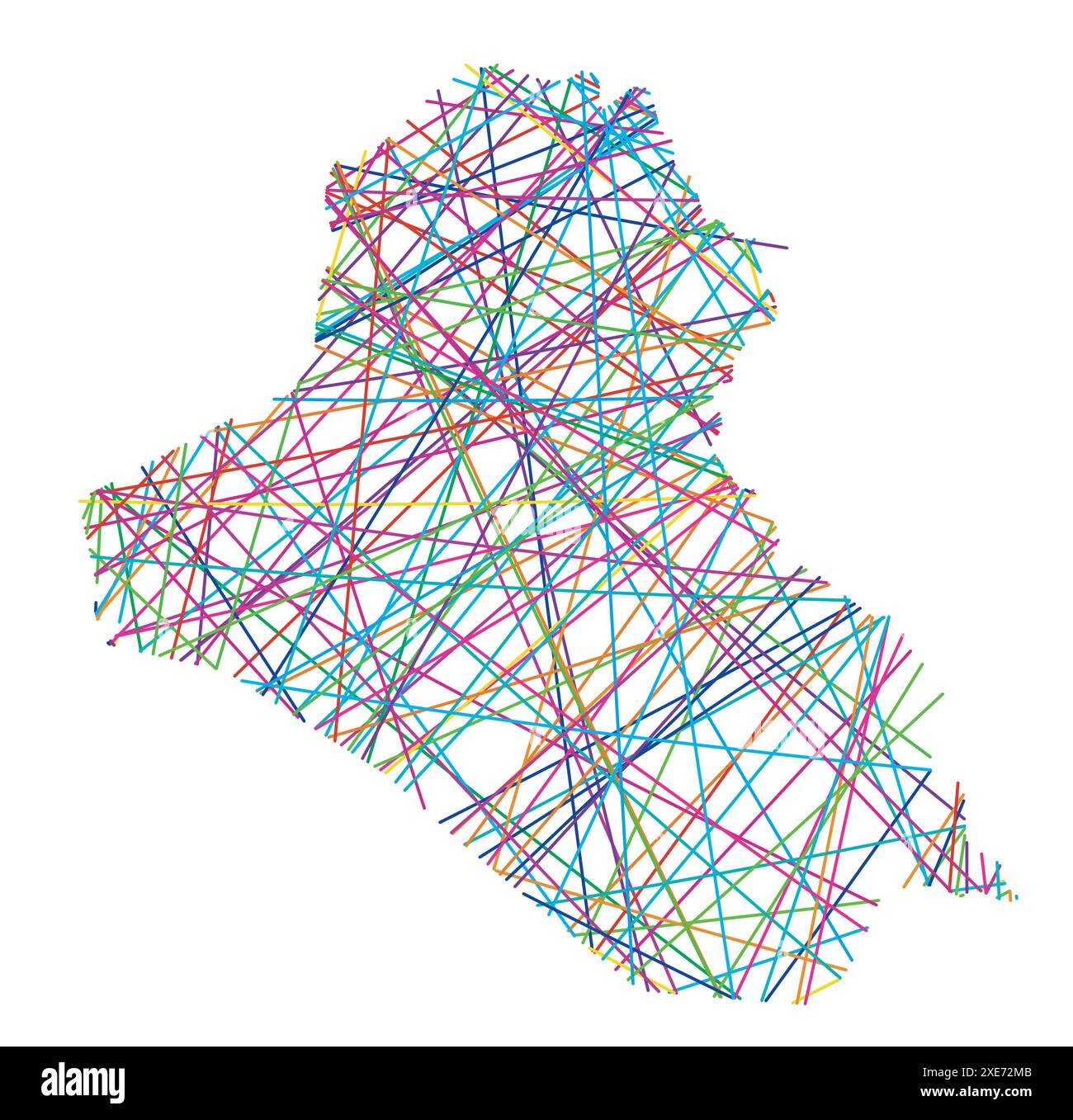 Abstract map of Iraq showing the country with random crossing colored ...