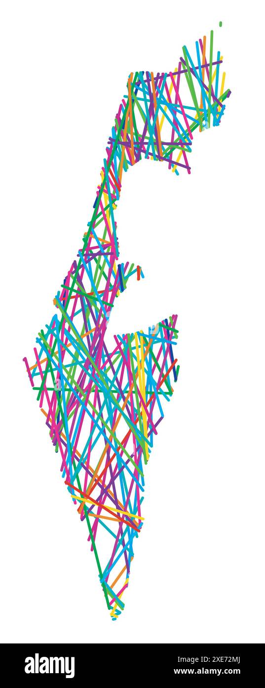 Abstract map of Israel showing the country with random crossing colored ...