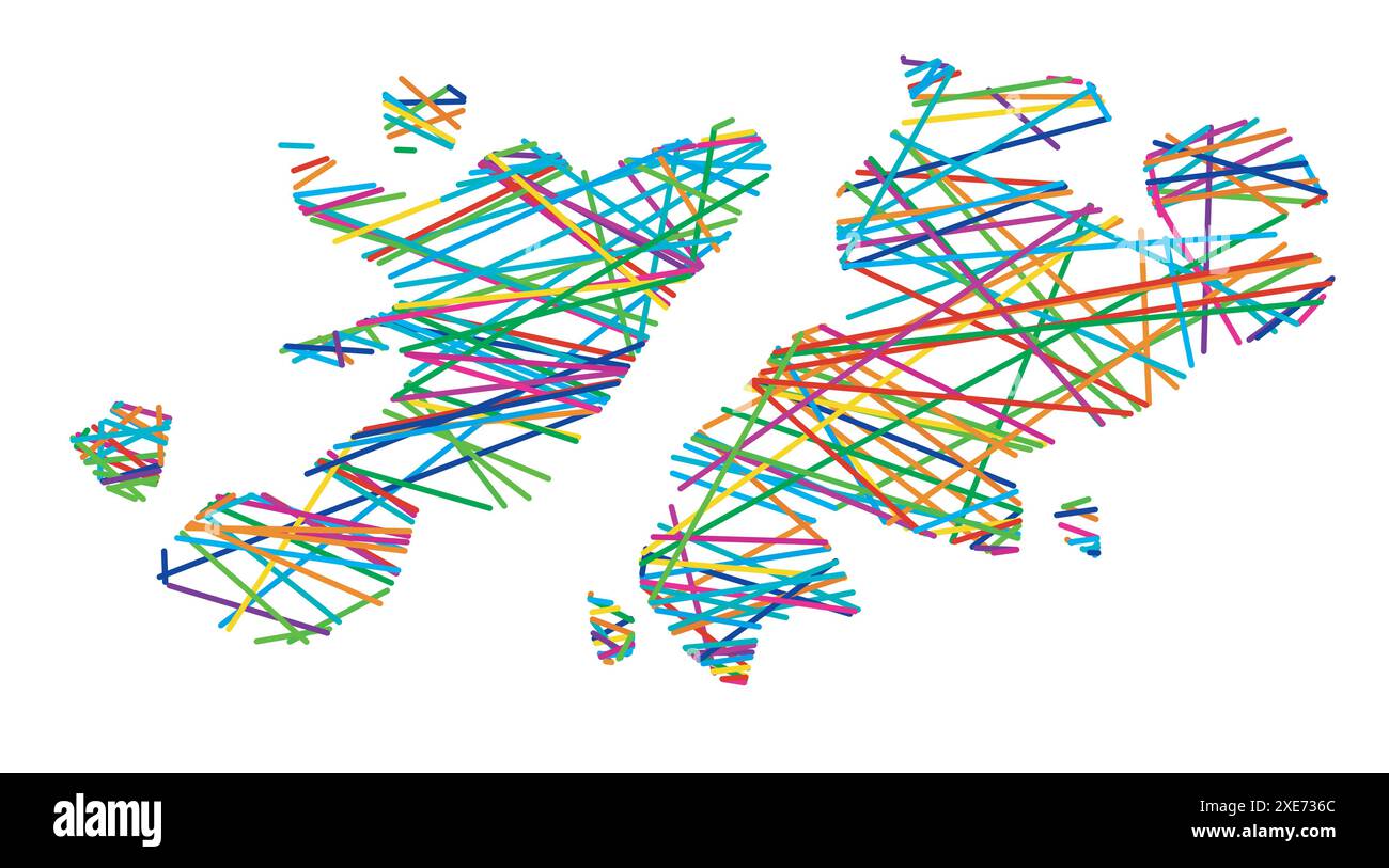 Abstract map of the Falkland Islands showing the country with random ...