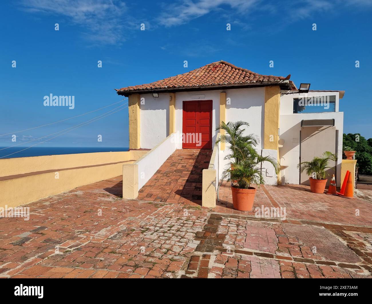 Colombia, Cartagena de Indias, colonial house on a panoramic terrace ...