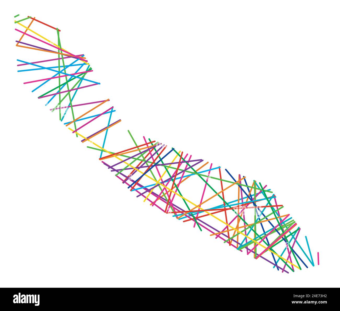 Abstract map of Curacao showing the country with random crossing ...