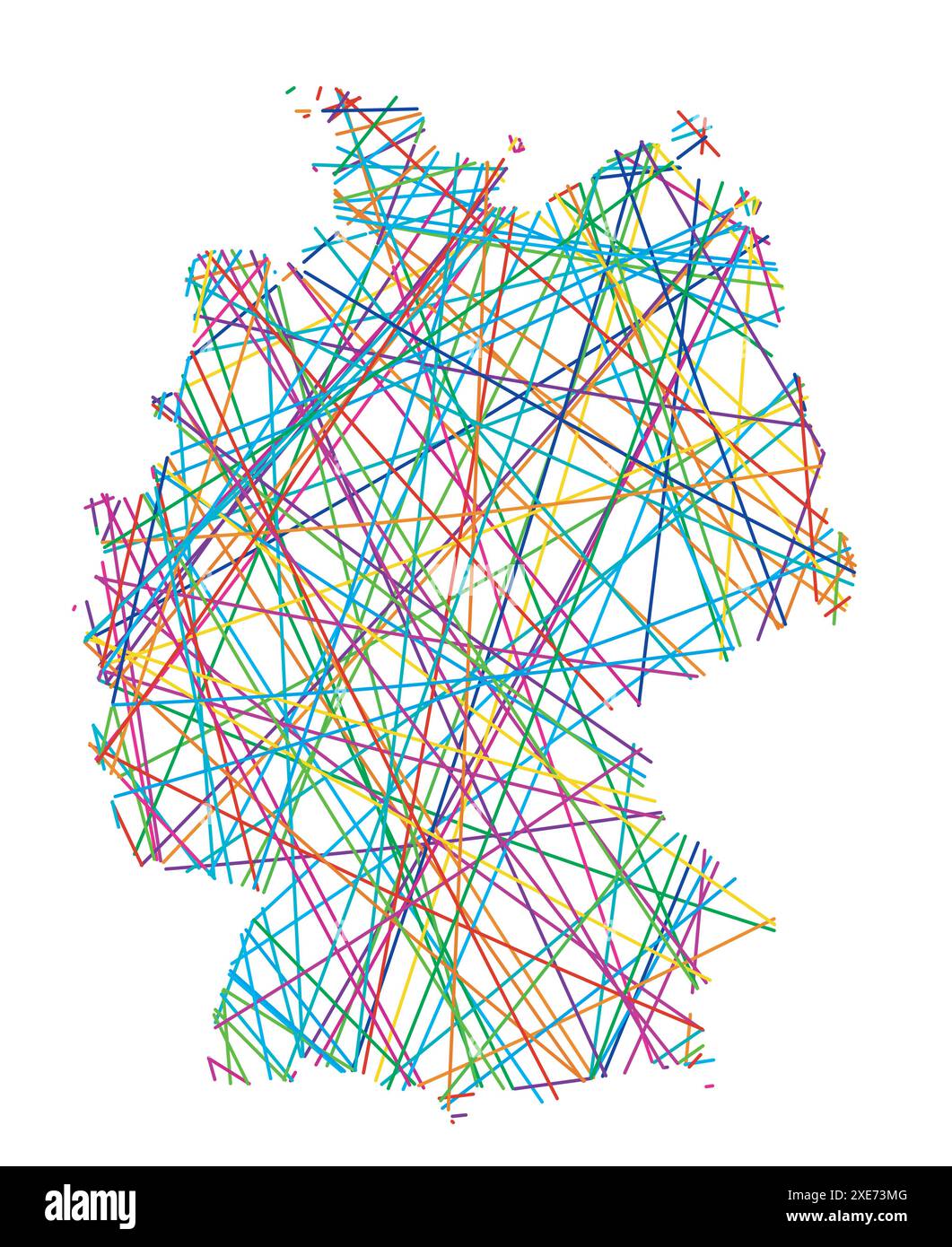 Abstract map of Germany showing the country with random crossing ...