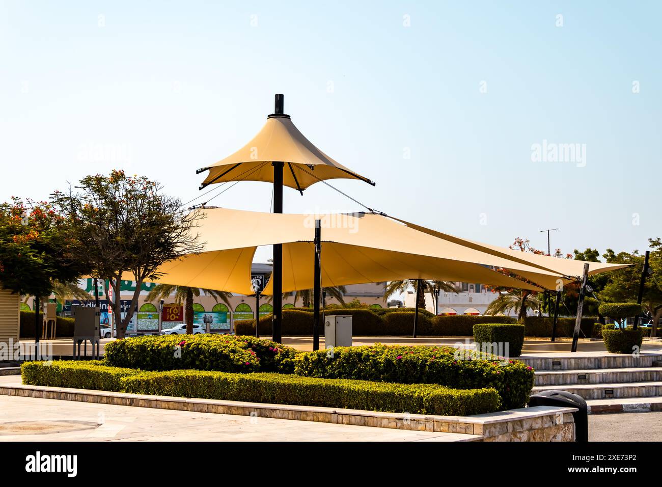 Tensioned canvas for awning, sun protection, rain protection. High ...