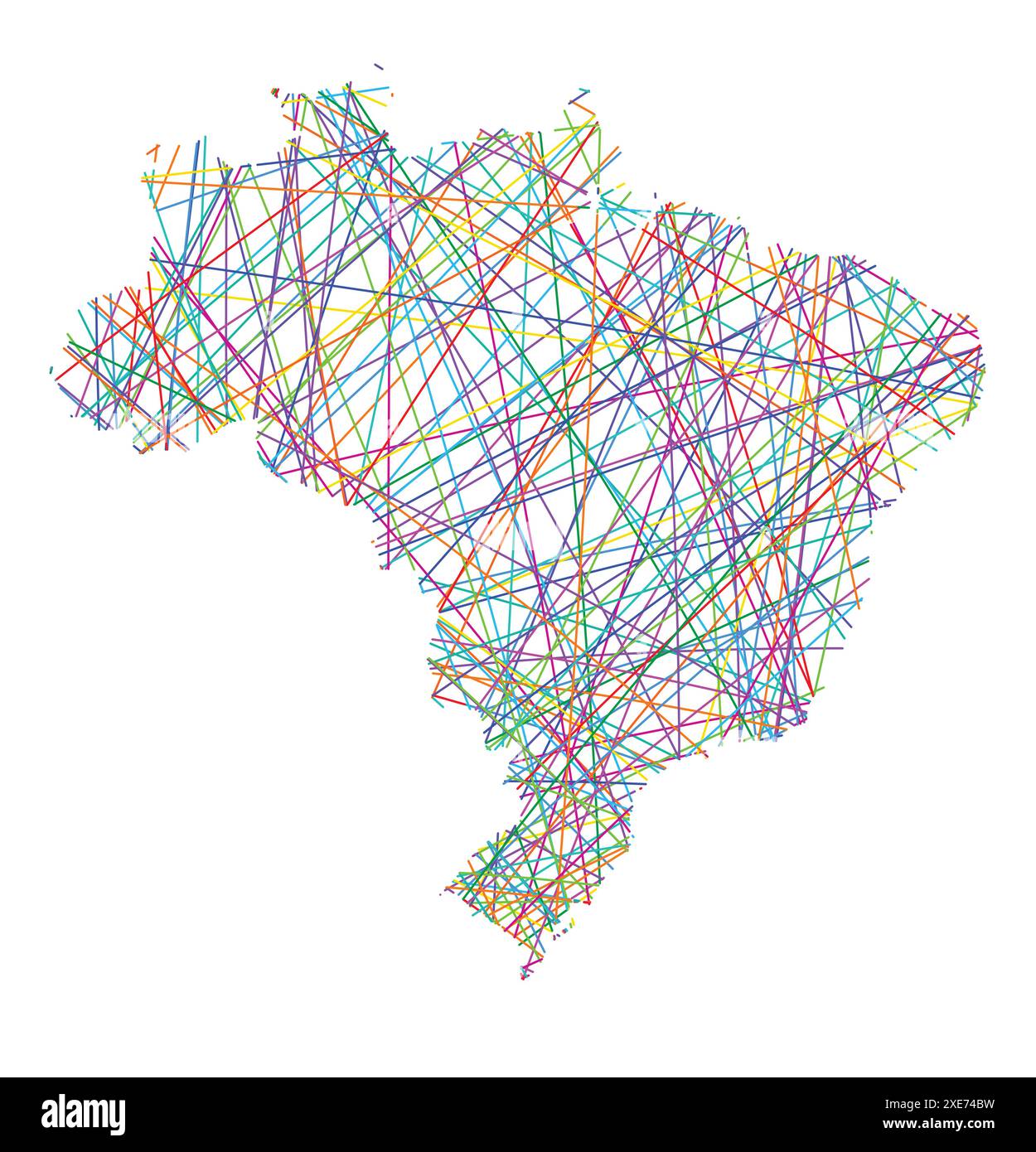 Abstract map of Brazil showing the country with random crossing colored ...