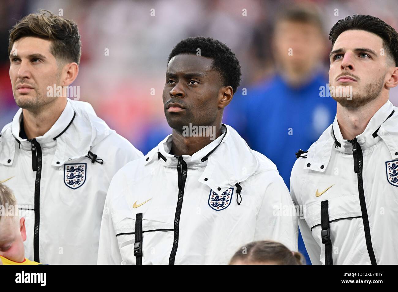 GELSENKIRCHEN, GERMANY - JUNE 16: Marc Guehi of England looks on during the UEFA EURO 2024 group ...