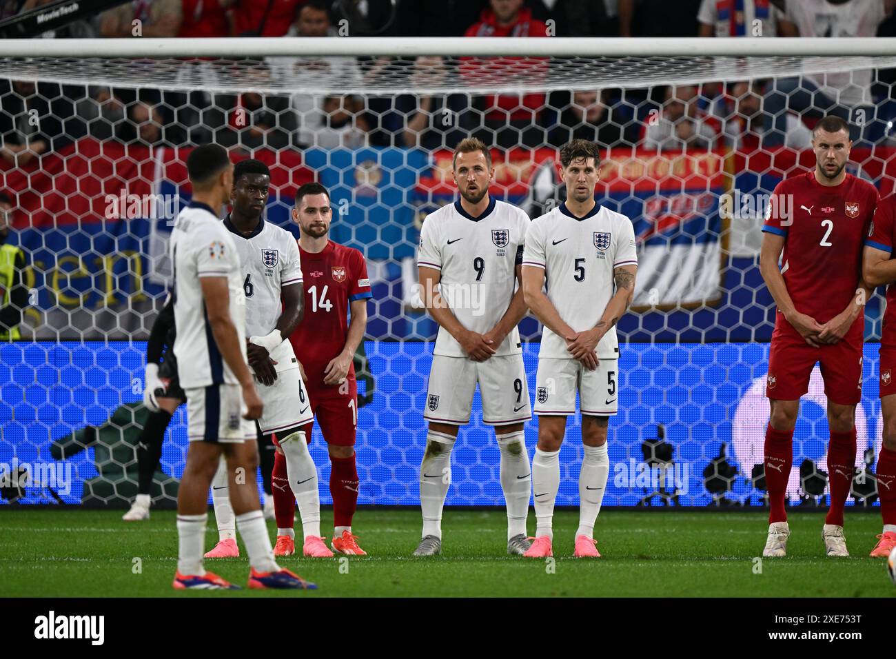 GELSENKIRCHEN, GERMANY - JUNE 16: Marc Guehi, Harry Kane, John Stones during the UEFA EURO 2024 ...