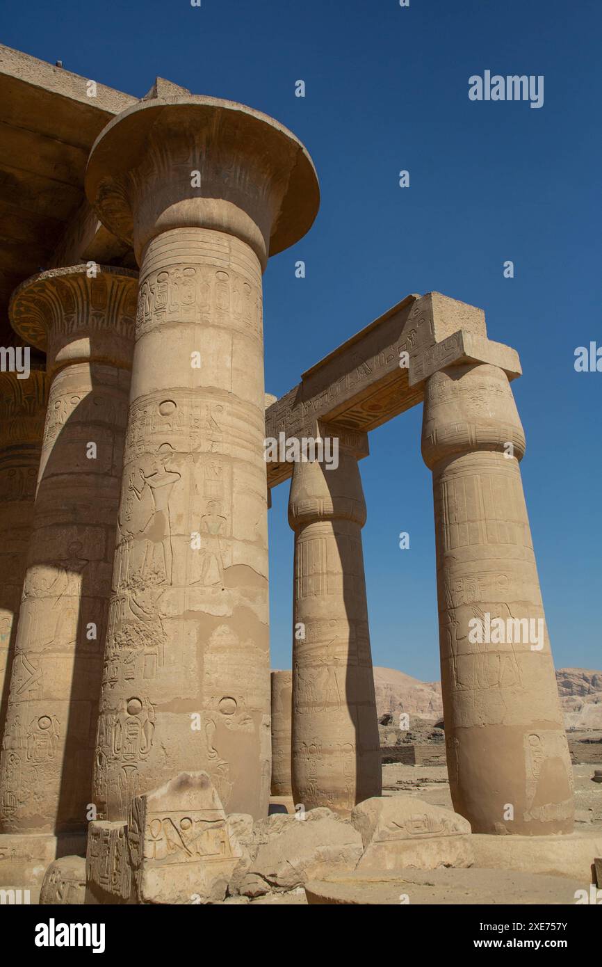 Columns, Hypostyle Hall, Ramesseum, Memorial Temple of Pharaoh Ramesses ...