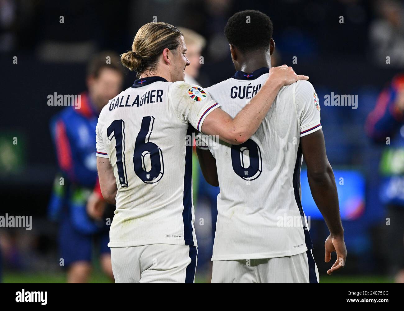 GELSENKIRCHEN, GERMANY - JUNE 16: Conor Gallagher, Marc Guehi during the UEFA EURO 2024 group ...