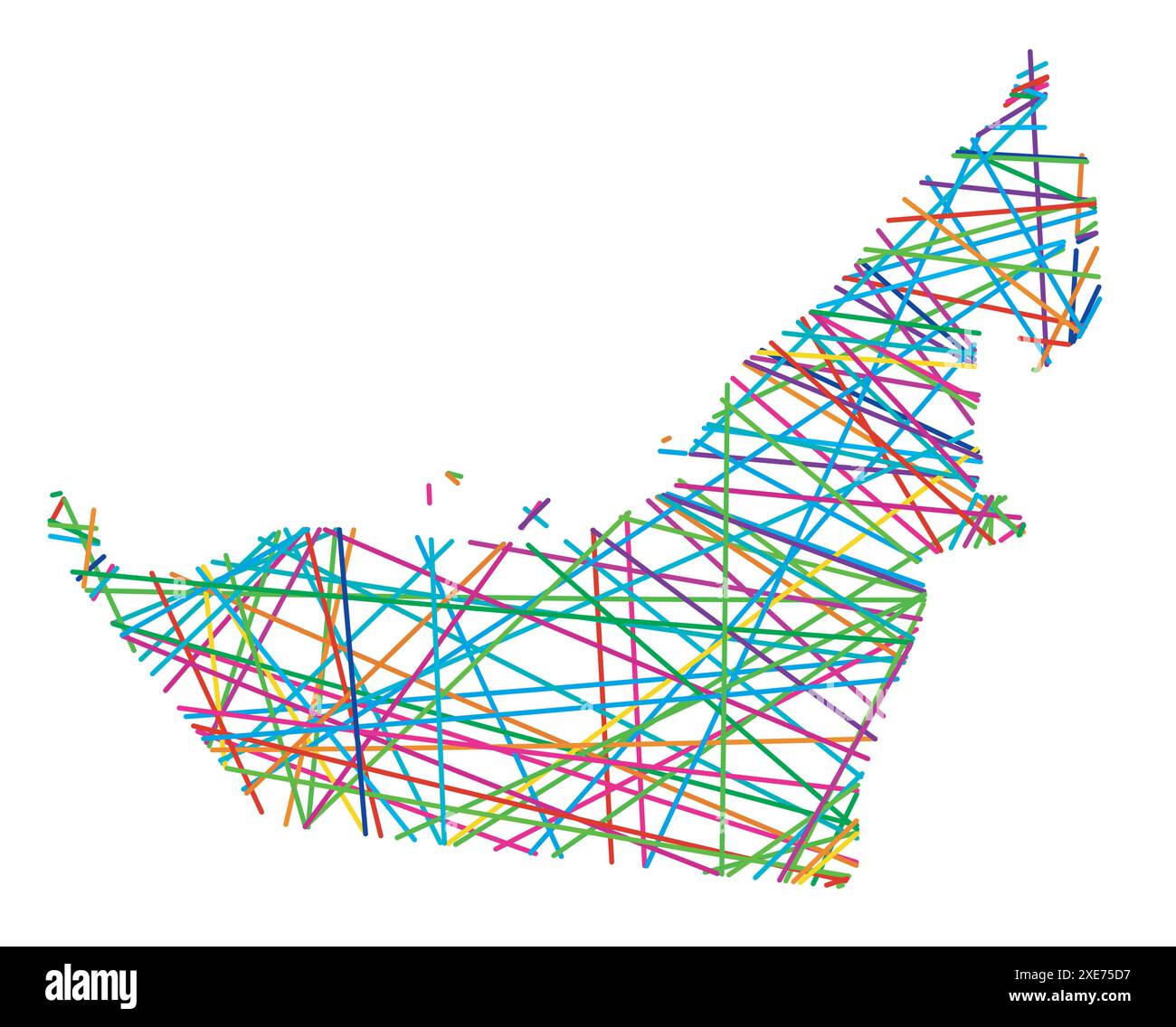 Abstract map of the United Arab Emirates showing the country with ...