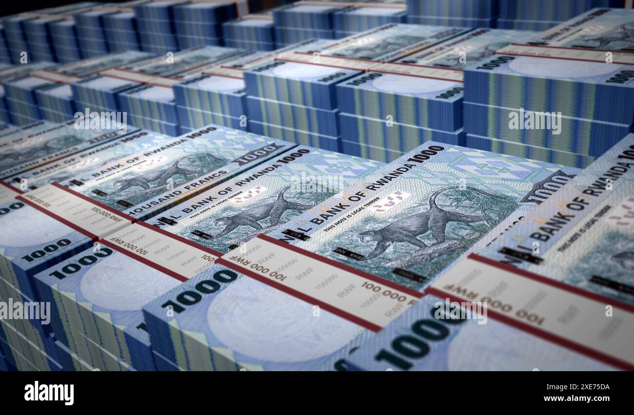 Rwanda money Rwandan Francs money pack 3d illustration. 1000 RWF ...