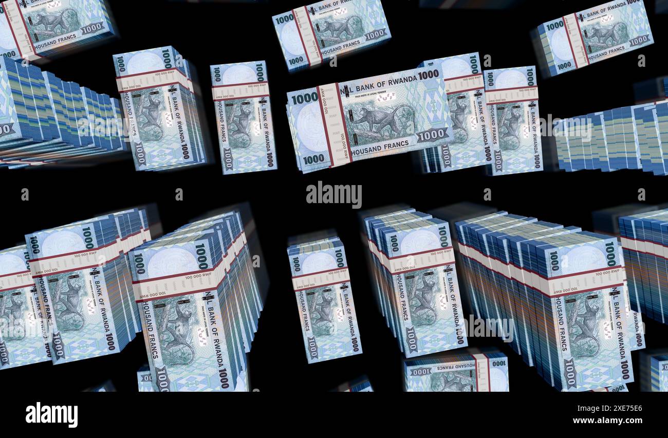 Rwanda money Rwandan Francs money pack 3d illustration. 1000 RWF ...