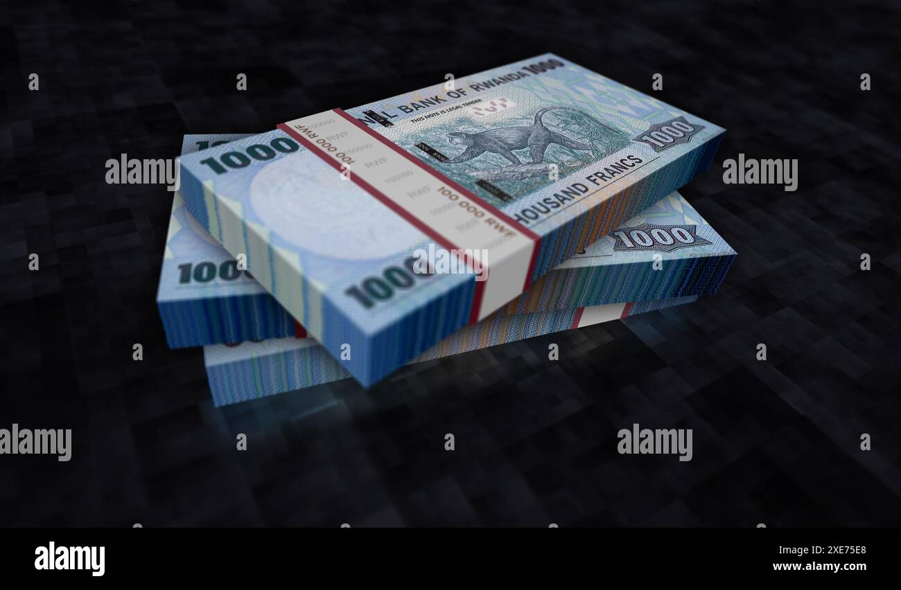 Rwanda money Rwandan Francs money pack 3d illustration. 1000 RWF ...