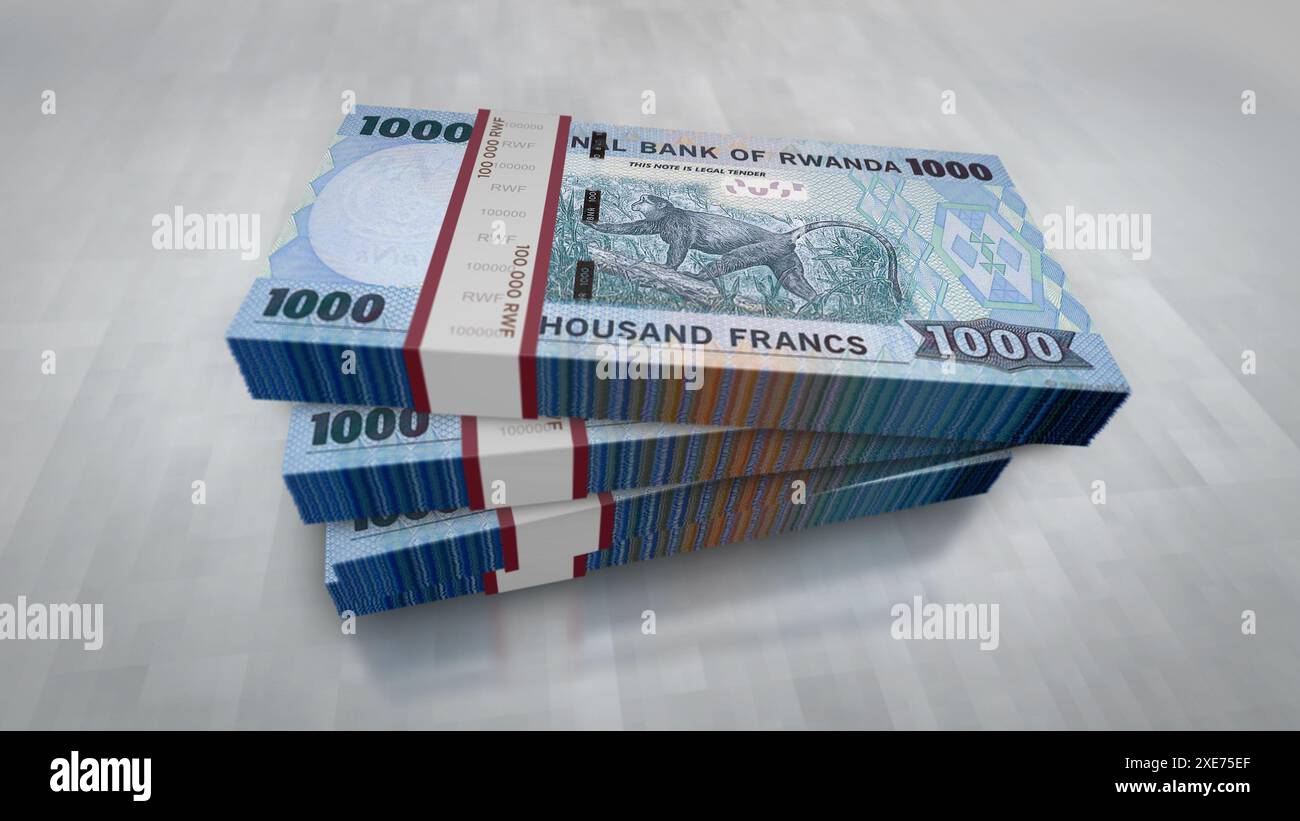 Rwanda money Rwandan Francs money pack 3d illustration. 1000 RWF ...