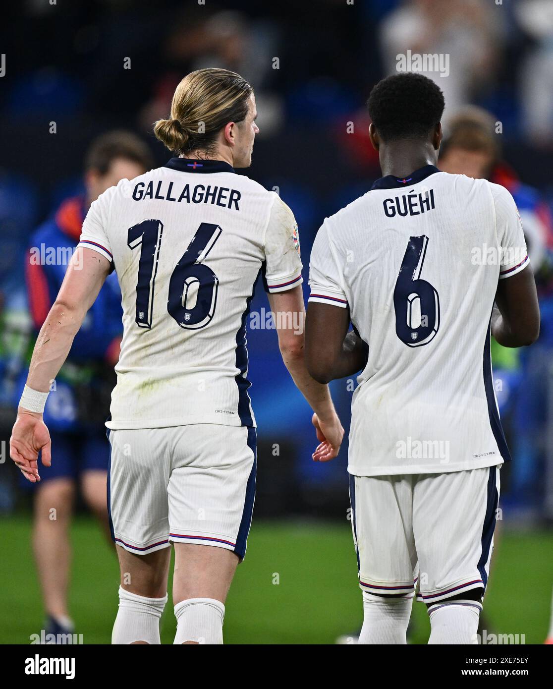 GELSENKIRCHEN, GERMANY - JUNE 16: Conor Gallagher, Marc Guehi during the UEFA EURO 2024 group ...