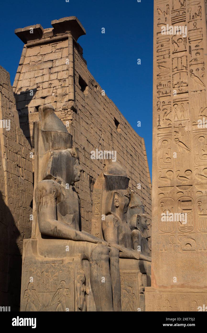 Statues of Rameses II with Obelisk, First Pylon of Rameses II, Luxor ...
