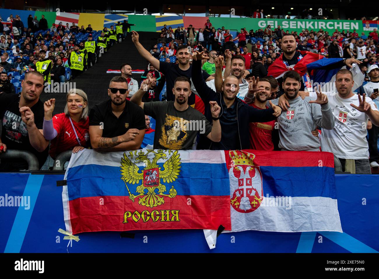 GELSENKIRCHEN, GERMANY - JUNE 16: serbia fans before the UEFA EURO 2024 ...