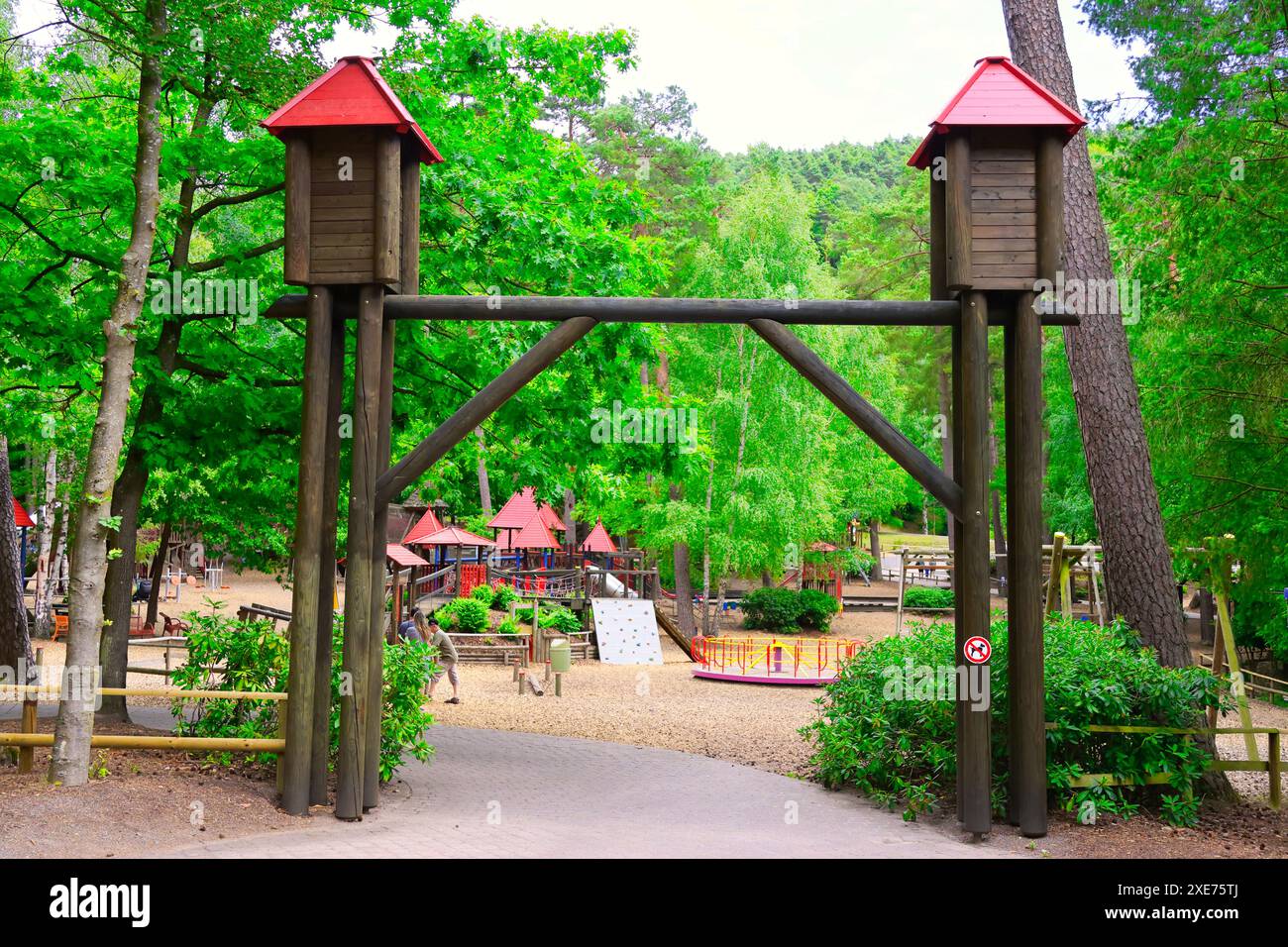 Children's amusement park gate in the middle of a forest Stock Photo ...