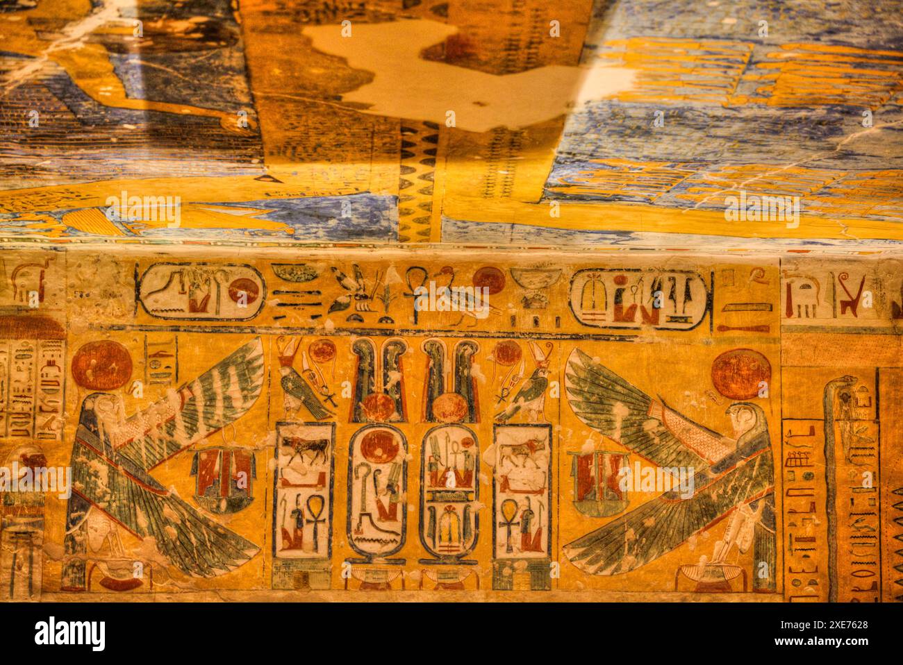 Reliefs, Wall and Ceiling, Burial Chamber, Tomb of Rameses IV, KV2 ...