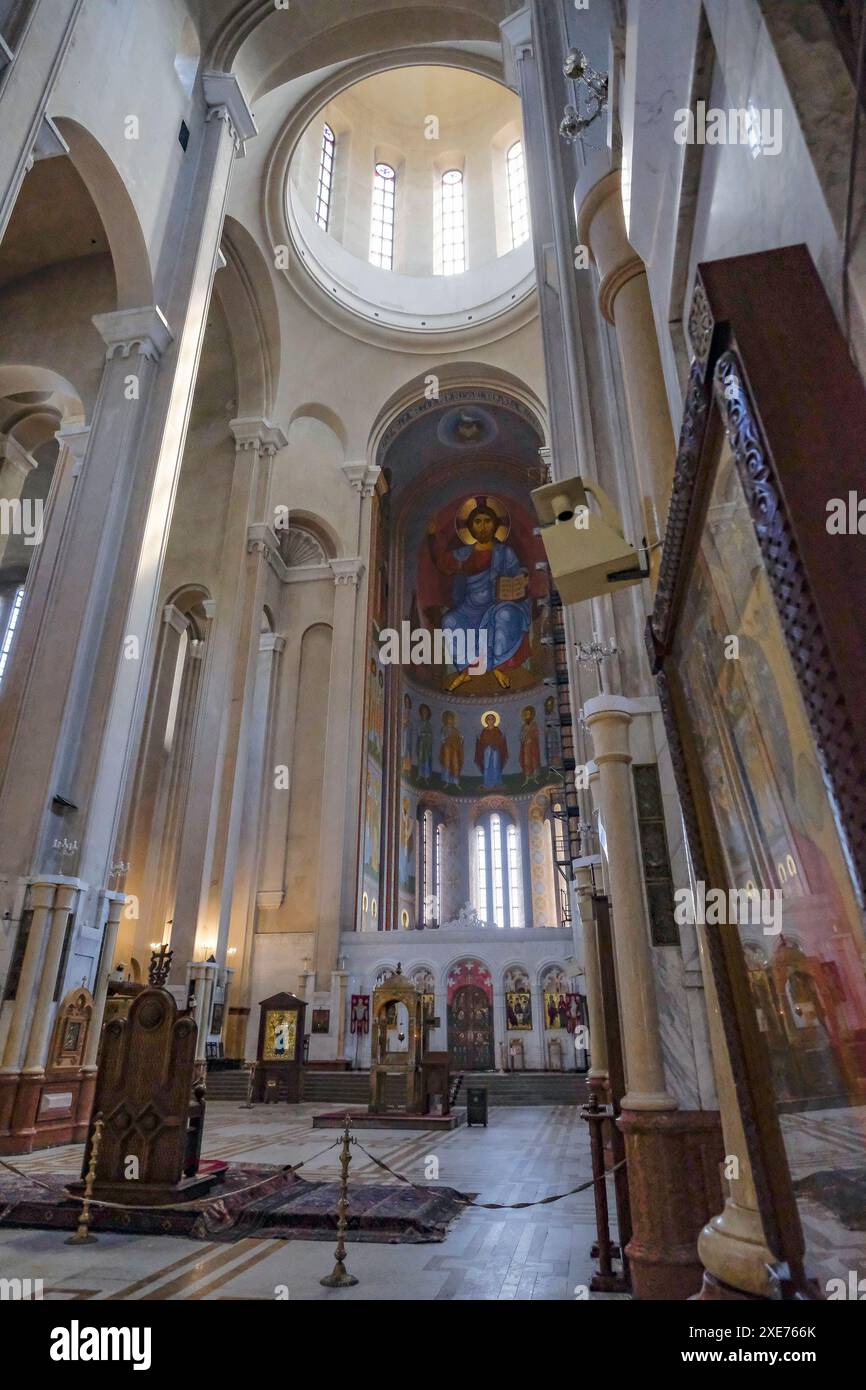 Tbilisi, Georgia - June 5, 2024: Interior of the Holy Trinity Cathedral of Tbilisi in Georgia ...